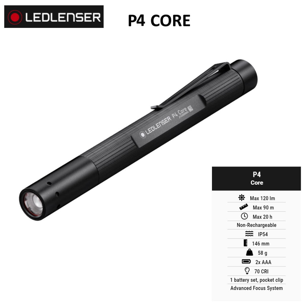 LED LENSER P4 Core Penlight 120 Lumens Flashlight (Malaysia Warranty ...