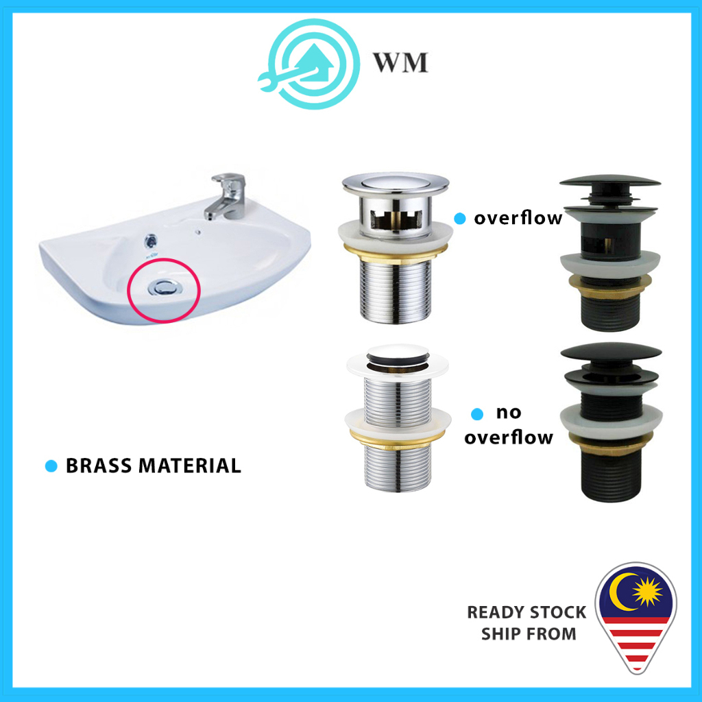 Stainless Steel Bathroom Basin Pop Up Waste with Overflow or No ...