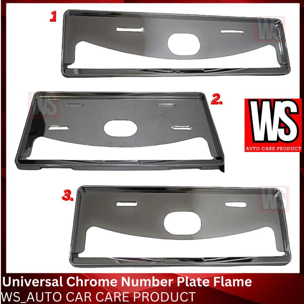 Silver Chrome Car License Plate Vehicle Number Plate Cover Holder ...