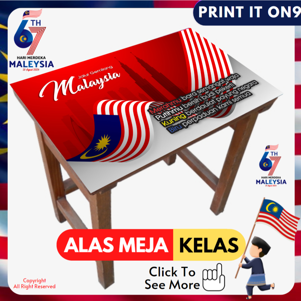 Merdeka Design Alas Meja Murid Kelas Sekolah Hiasan Student Table Cloth ...