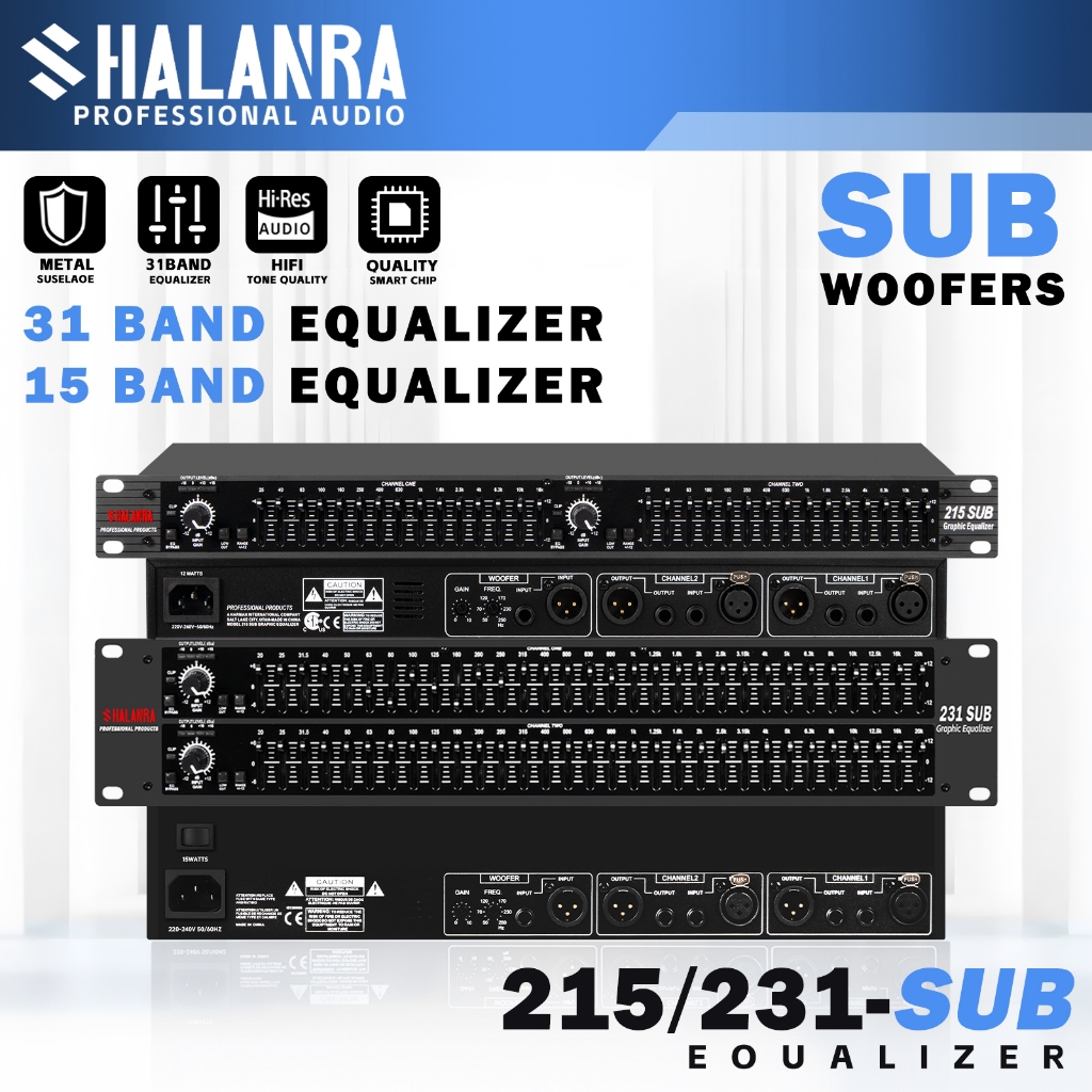 215SUB/231SUB EQ Equalizer Dual 15-band XLR balanced input and output Suitable for professional ...