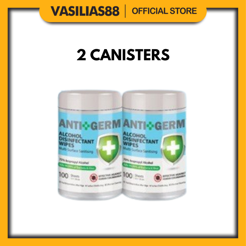 [ORIGINAL] ANTIGERM ALCOHOL DISINFECTANT WIPES (100's x 2 CANISTERS ...
