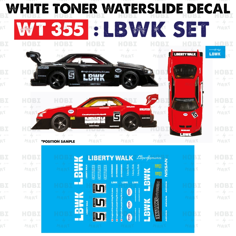 LBWK SET Decals Hotwheels Tomica 1:64 diecast custom white toner ...