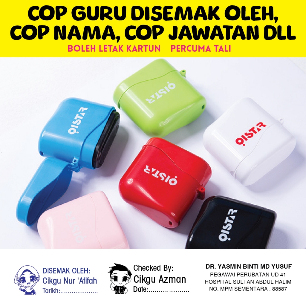 Cop Ready Ink, Cop Cikgu Teacher Stamp | Qistar | Cop Nama | Cop Nurse ...