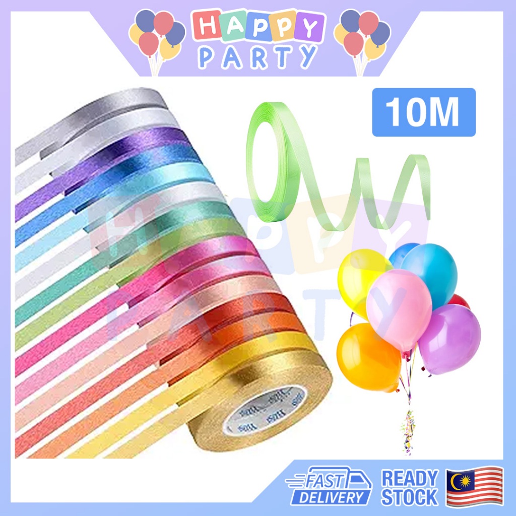 🎈READY STOCK🎈10M Satin Ribbon DIY Bow Reben Riben Gift Satin Craft ...