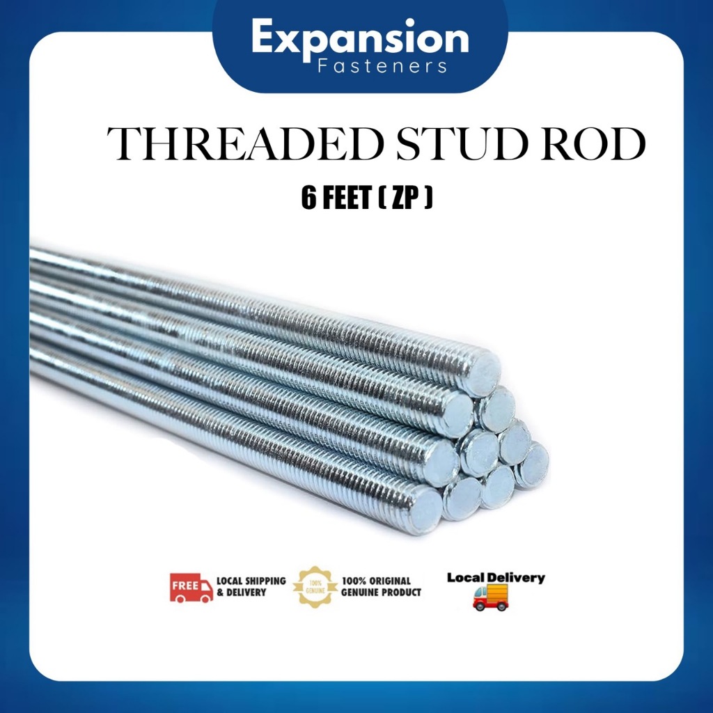 6 Feet BSW ZP Mild Steel Full Threaded Screw MS Rod Stud/Full Thread ...