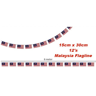 JOO HUAT 12's POLY 15cm x 30cm 6" X 12" MALAYSIA FLAGLINE HANGING MALAYSIA FLAG BUNTING FLAG ...