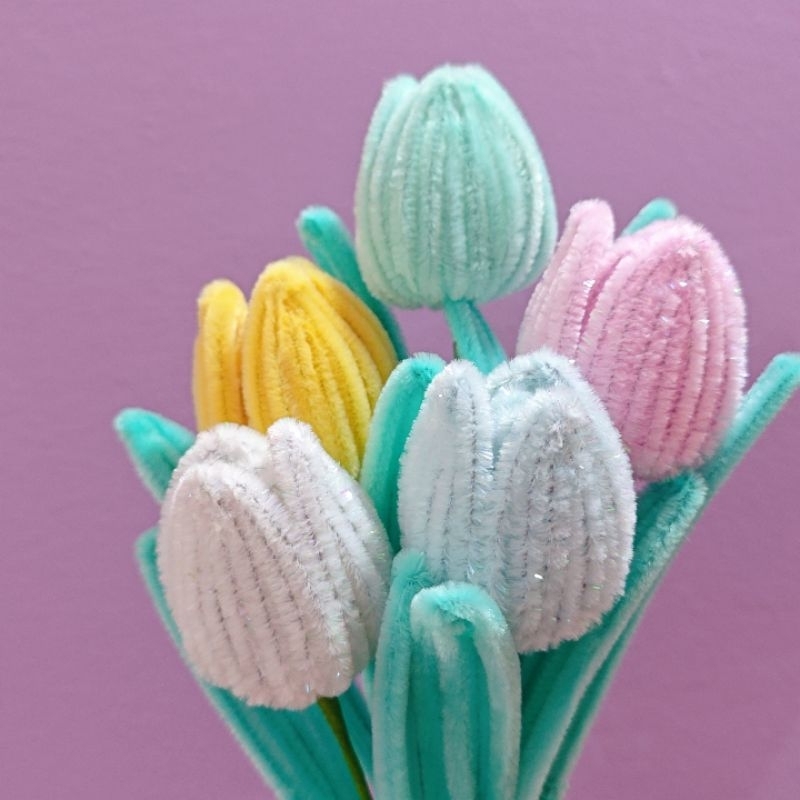 Single chenille stem pipe cleaner tulip flower单支扭扭棒郁金香花 | Shopee Malaysia