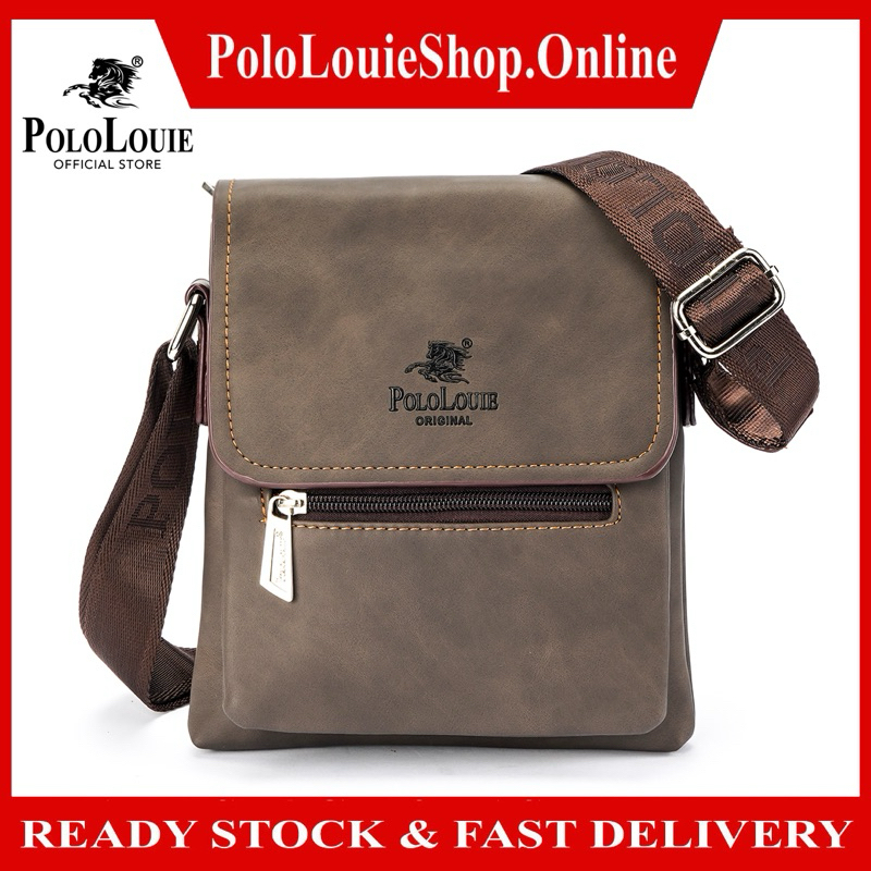 Original Polo Louie Men Matte PU Leather Messenger Bag Travel Business ...