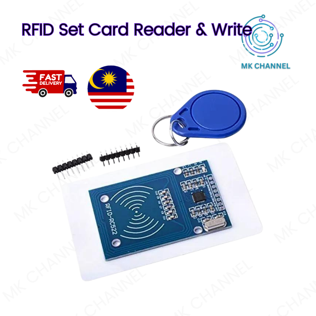 RFID RC522 Reader Module Kit, including an S50 White Card and Key Ring, compatibility with ...