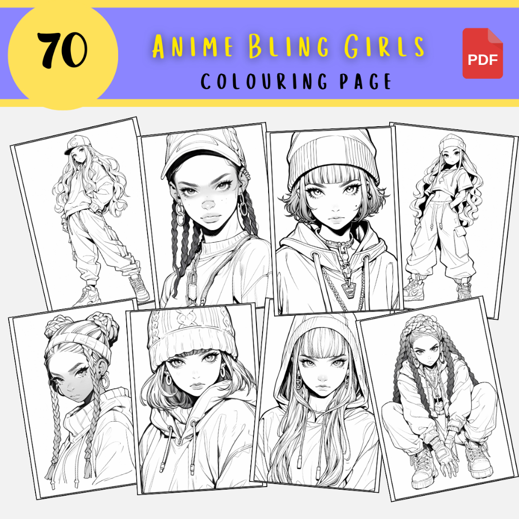 [PDF] A040 Anime Bling Girls Colouring Pages | Adult Colouring Book ...