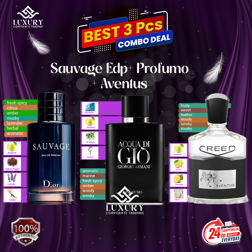 💯%BEST 3Pcs Combo Deal 100ml (S@uvax Edp+ @CQUA d!! Profumo+@ventus ...