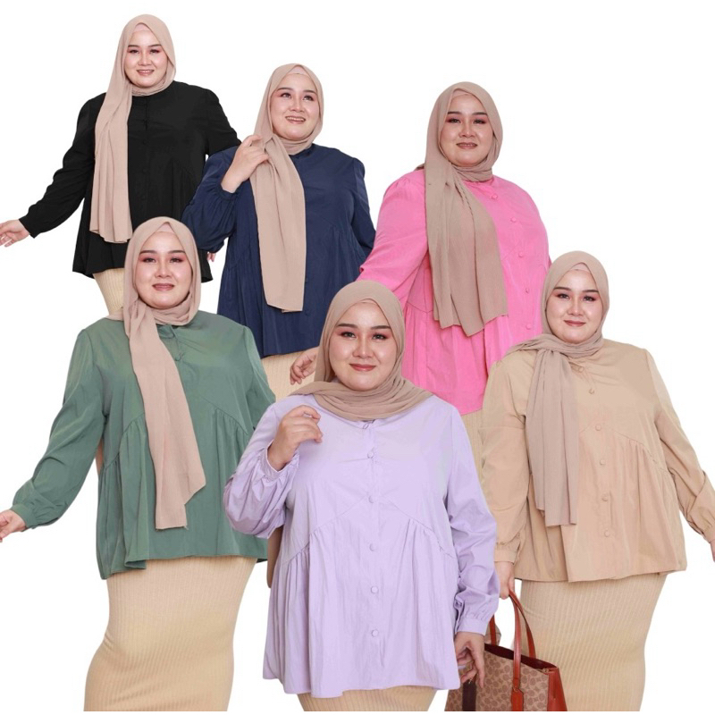 [ M-5XL ] Dolly Kemeja Cotton Full Button Kemeja Wanita Kain cotton ...