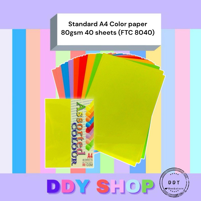 Standard A4 Size Colour Paper Assorted Color paper 80gsm 40 sheets (FTC ...