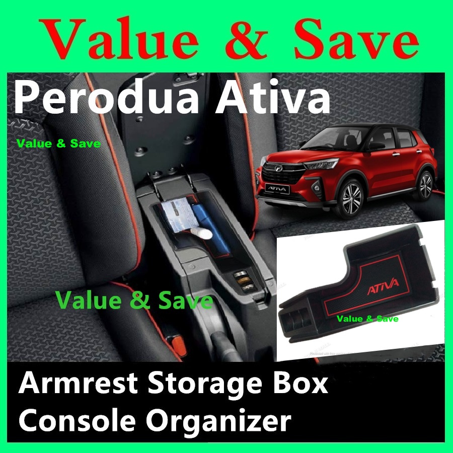 Perodua ATIVA Armrest Storage Box Compartment Console Organizer Coin ...