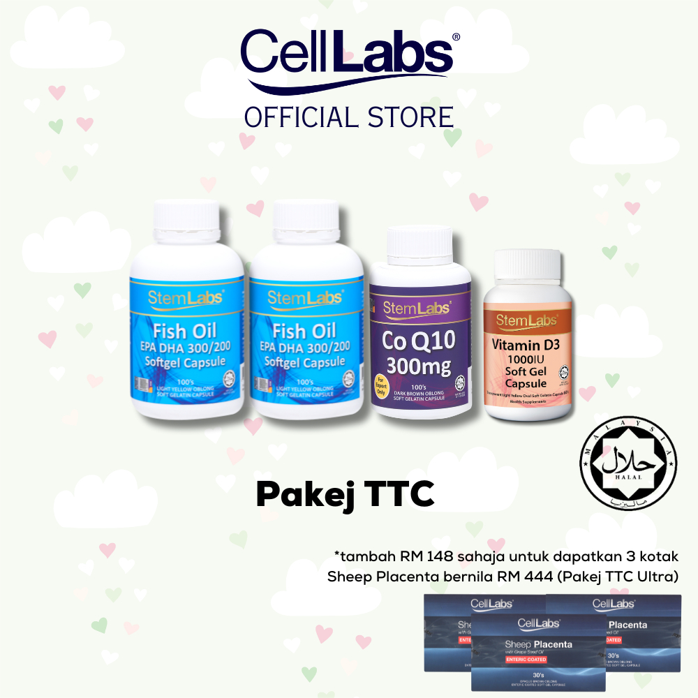 CellLabs Pakej TTC Coq10 300mg + Fish Oil Double Strength 100 X2 + Vitamin D3 60 | Shopee Malaysia