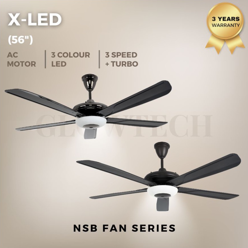 NSB FAN X-LED 5B 56" AC Motor Ceiling Fan with Remote Control XLED 3 ...
