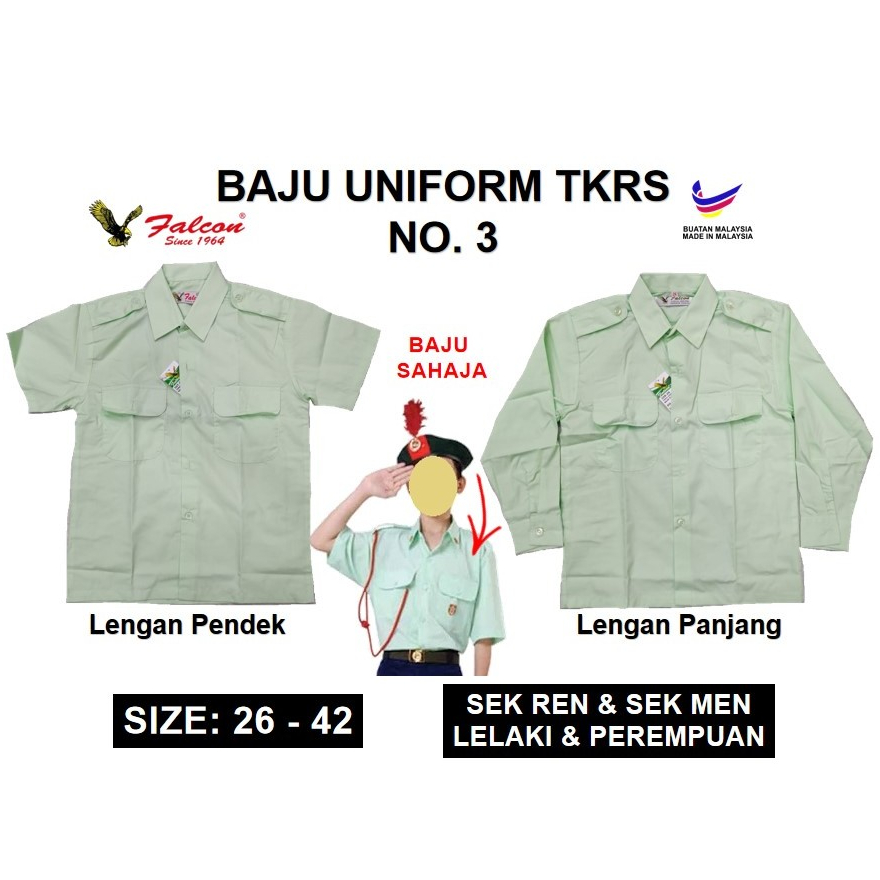 TKRS Baju Kemeja Kadet Remaja No. 3 Hijau Muda Sekolah Rendah (307 ...