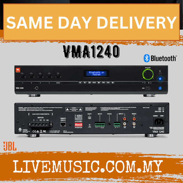 JBL VMA1240 Commercial Series 240W Bluetooth-Enabled Mixer/Amplifier ...