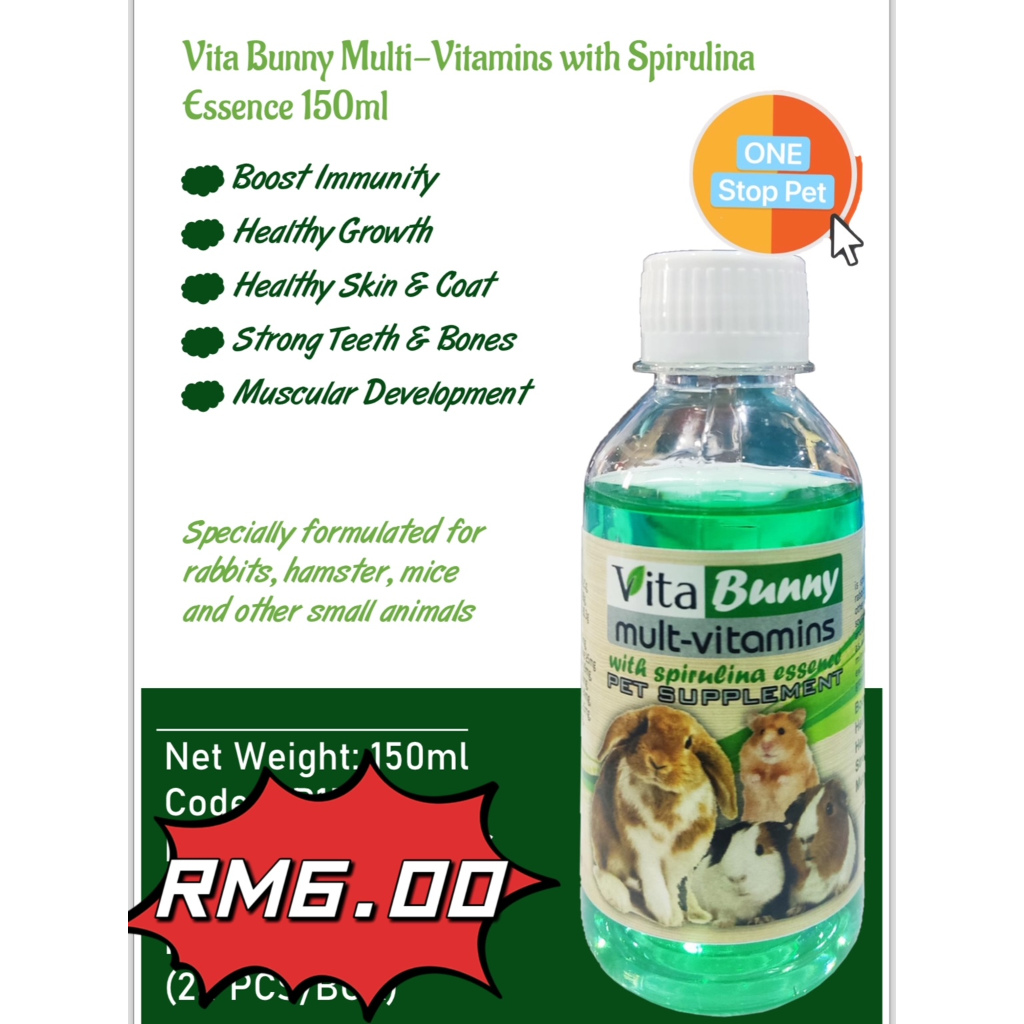 Vita Bunny Multi Vitamin with Spirulina Essence 150ml For Rabbit ...
