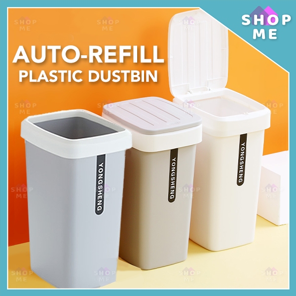 One Press Dustbin Home Office Trash Bin Kitchen Toilet Rubbish Bin Tong ...