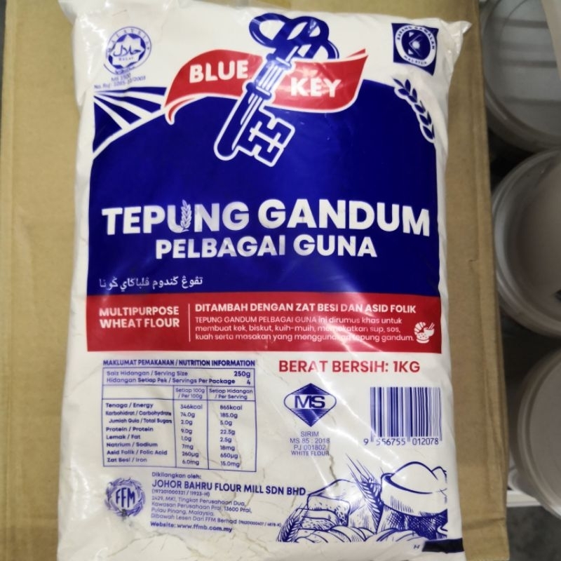 Bluekey tepung gandum pelbagai guna 1kg | Shopee Malaysia