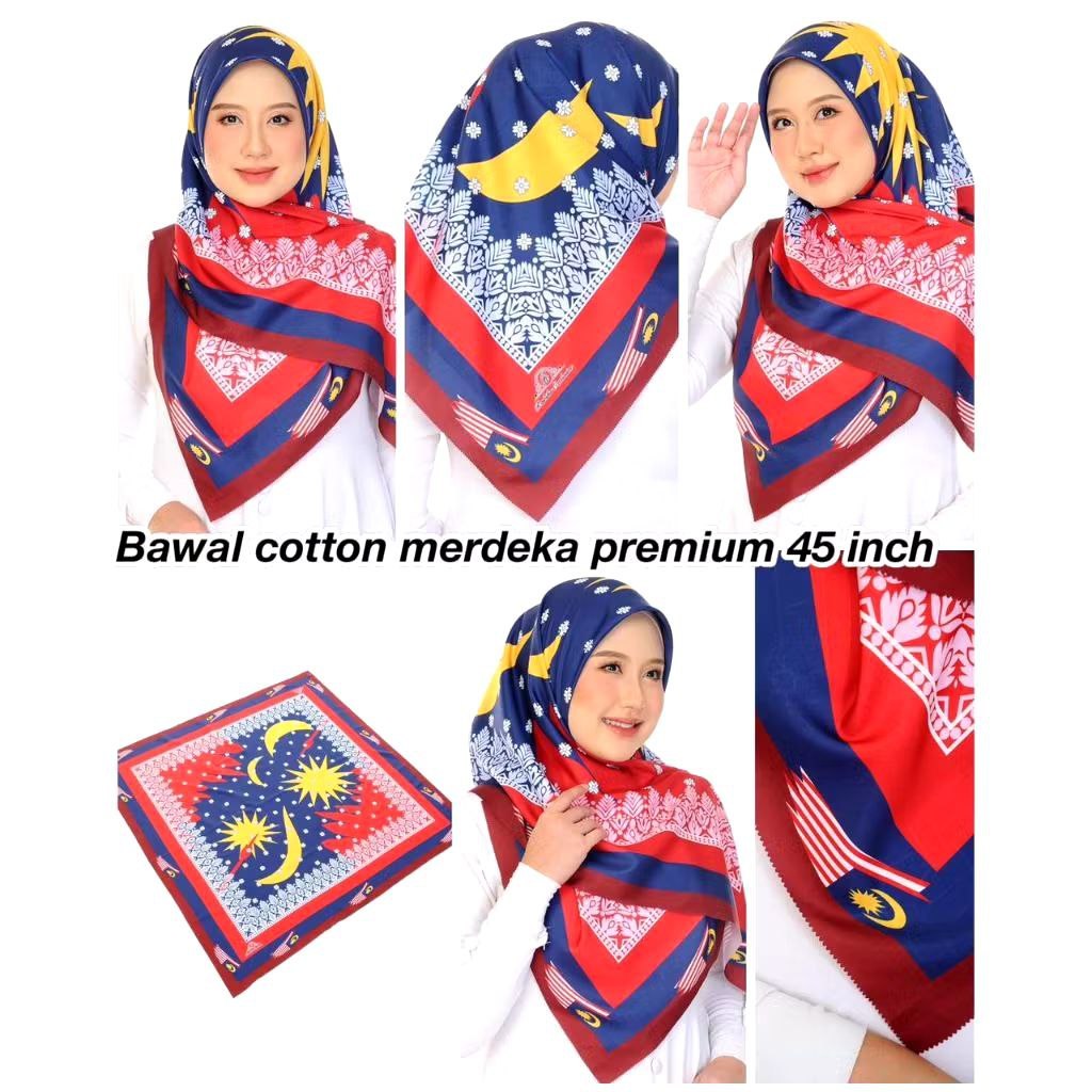 Tudung Bawal Cotton Merdeka Laser Cut Cotton Bidang 45 | Shopee Malaysia