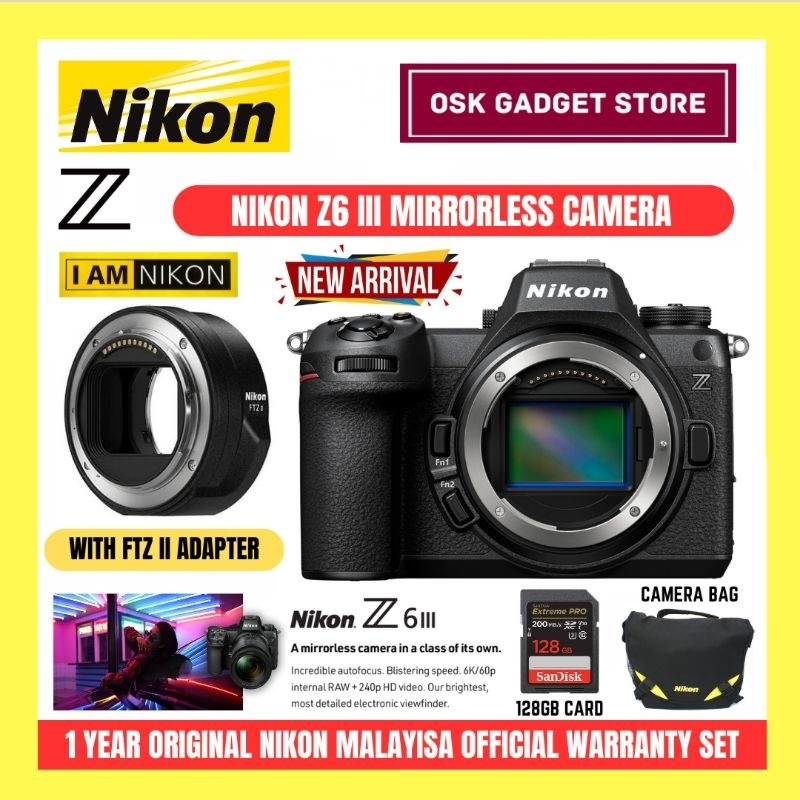 Nikon Z6III Z6 III Full Frame Mirrorless Camera | 24.5MP Stacked Sensor | 6K 60P | 1 Year Nikon ...