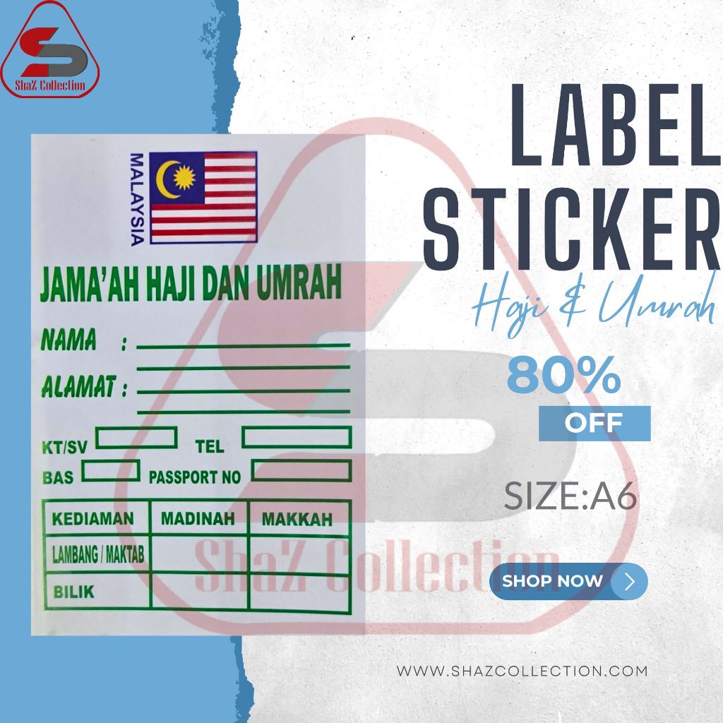 Label Beg Besar Sticker Pelekat Travel Umrah Haji (9.8 cm x 15cm) (1pcs ...