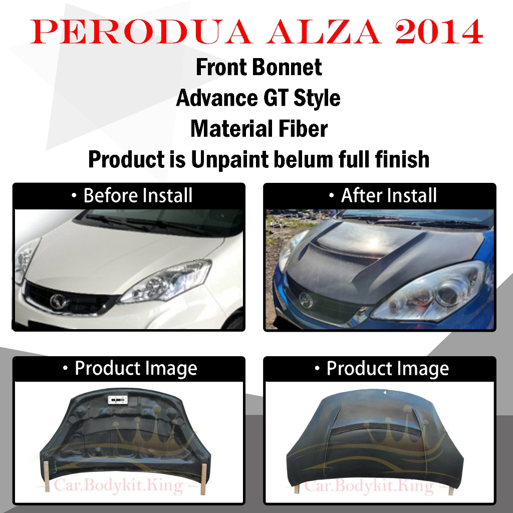 PERODUA ALZA 2008-2018 FRONT BONET BONNET ADVANCE GT STYLE -MATERIAL ...