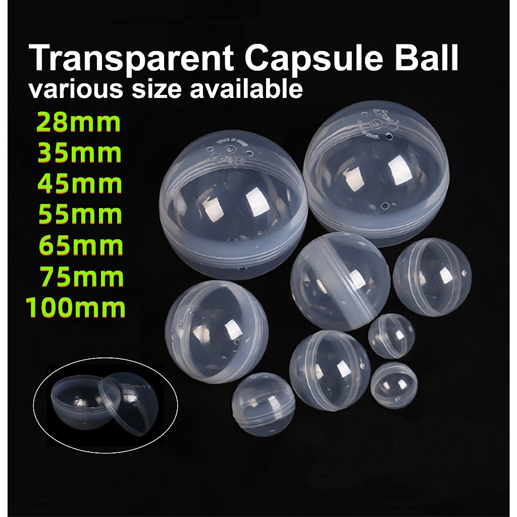 28/35/45/55/65/75/100mm Round Transparent Clear Surprise Egg Lucky Draw ...