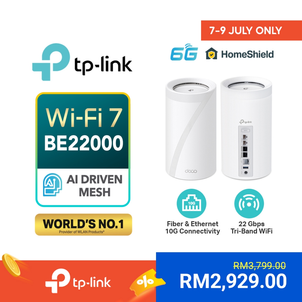 TP-Link BE22000 WiFi 7 Tri-Band Whole Home AI-Driven Mesh Wifi Router ...