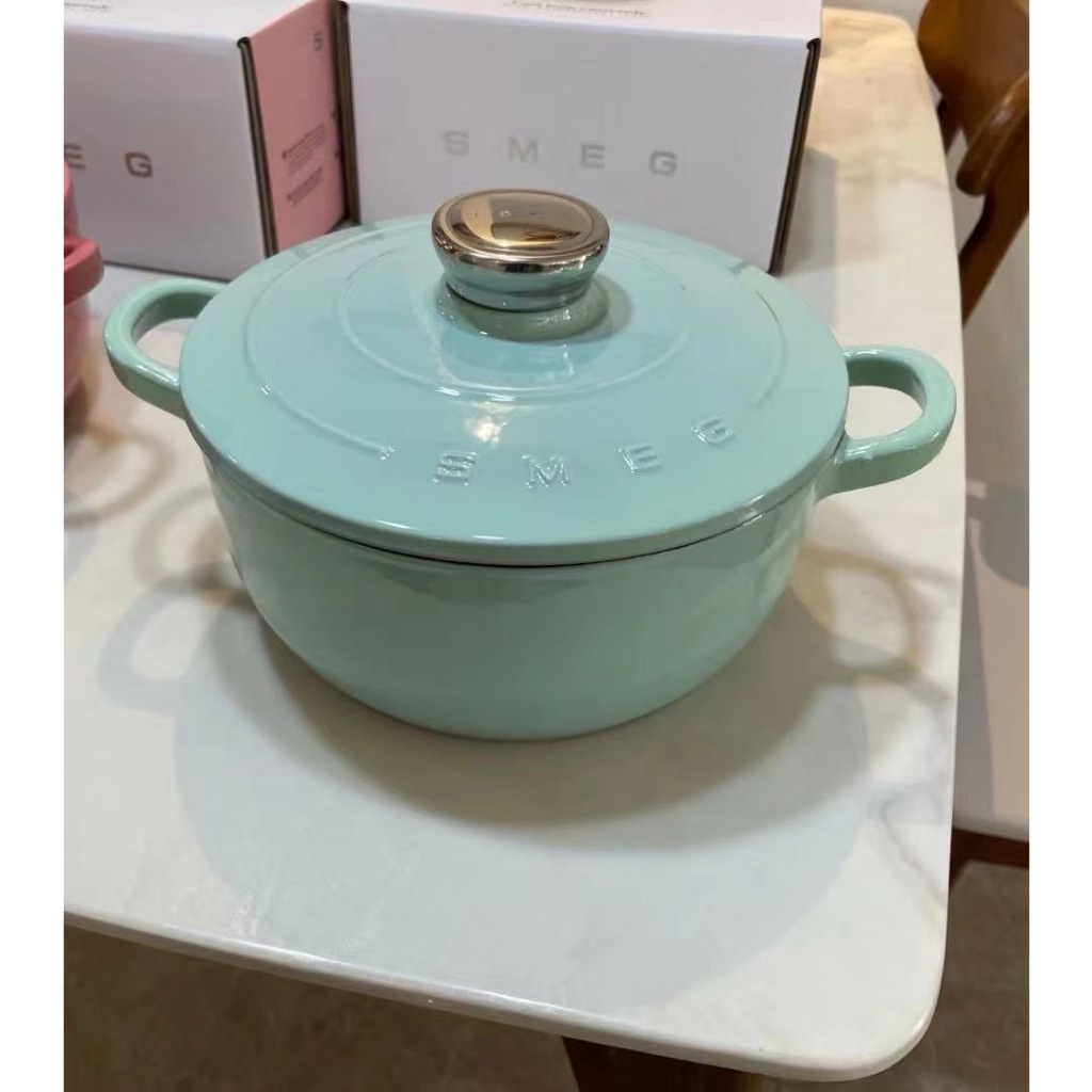 🔥SMEG Enamel Pot Soup Pot 24cm Large Capacity Soup Pot Double Ear ...