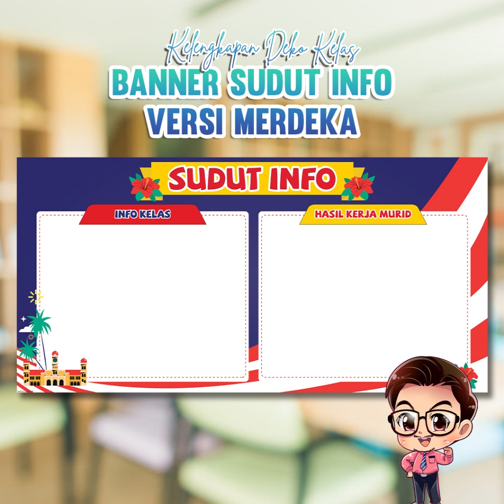 🌼1 Day Ship🌼 Banner Sudut Info Versi Merdeka Keceriaan Kelas Pak 21