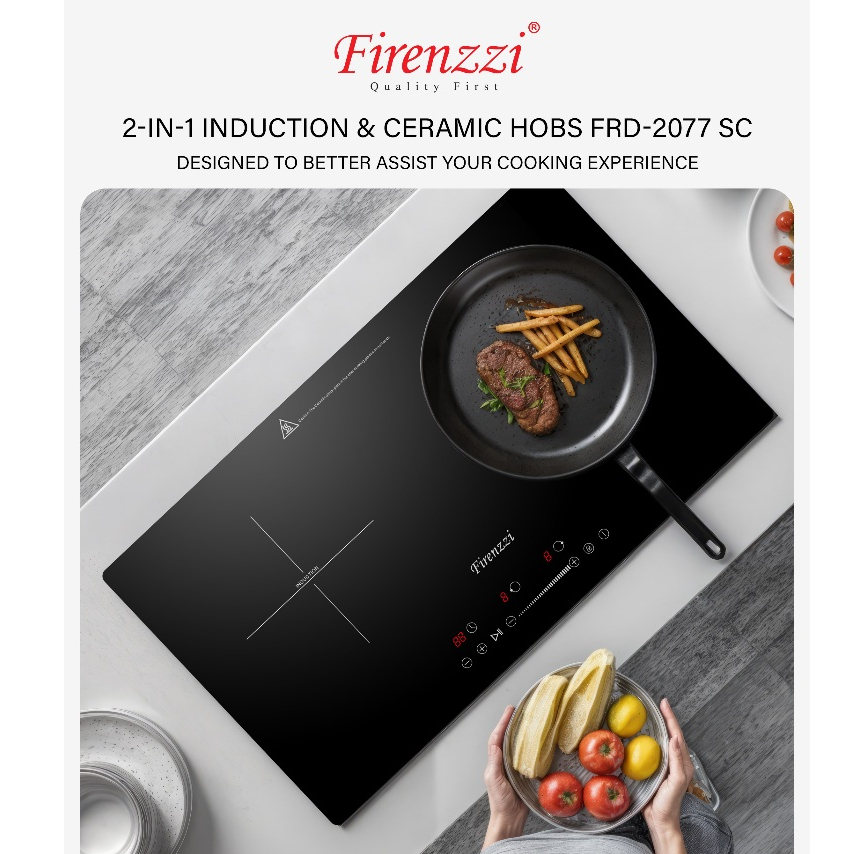 Firenzzi FRD-2177 XP Induction + Ceramic Cooker with Plug 2200W Timer ...