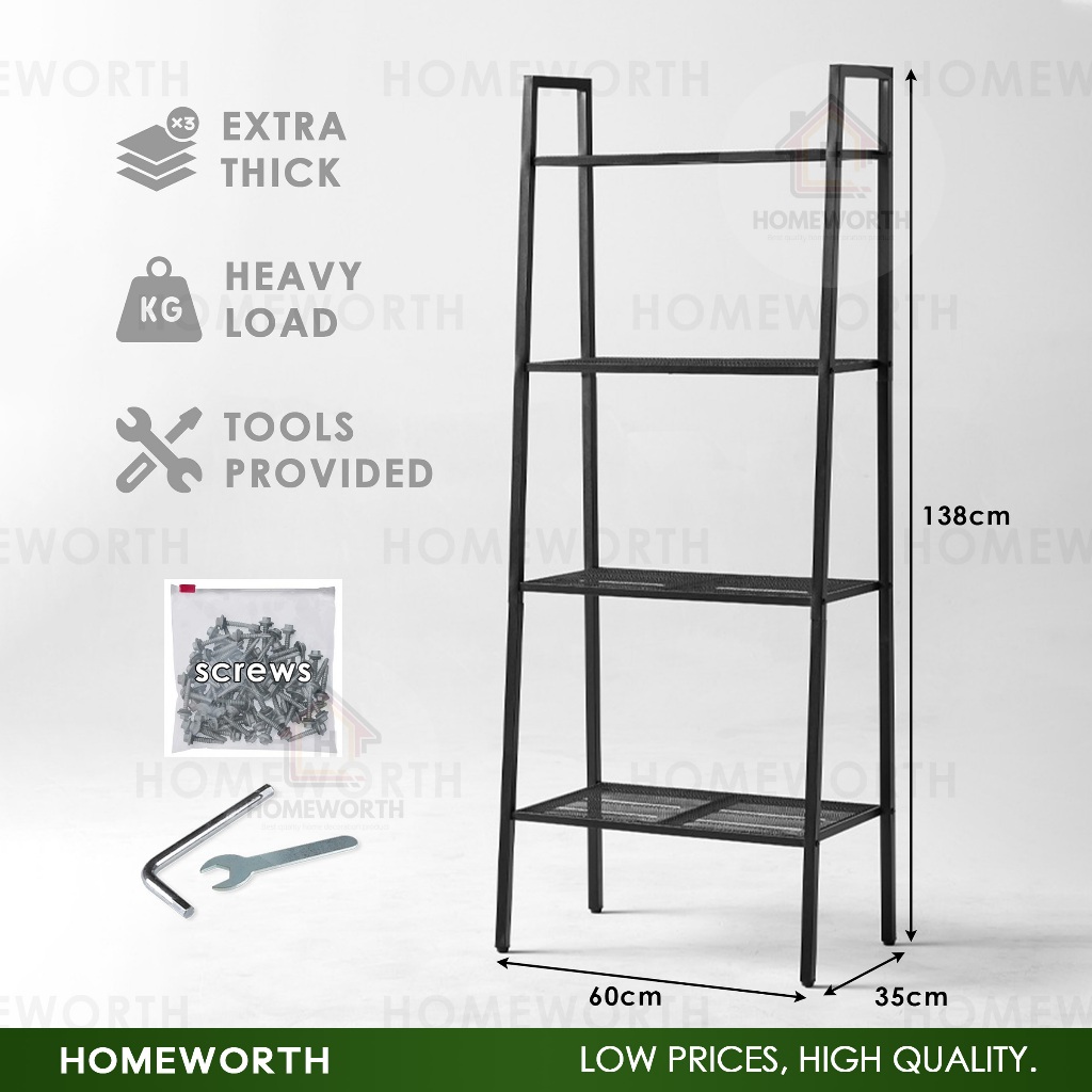 HOMEWORTH 4 Tiers Big Size Multipurpose Stair Design Shelf Big Rak Besi ...
