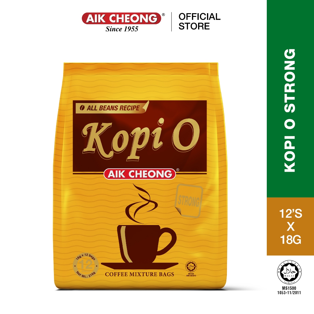 AIK CHEONG Kopi O Bag Individual Packed - Strong (216g/18g x 12 Sachets) | Shopee Malaysia