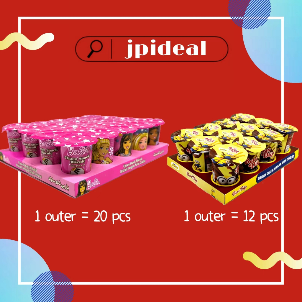 Bess Diip HALAL Minions/ Barbie Mini Chocolate Snack Biscuit (1 Outer ...