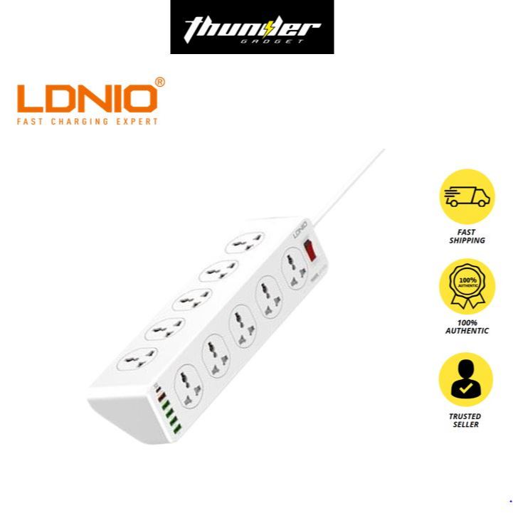 LDNIO 10 Outlets PD+QC3.0 5 USB-A & 1 USB-C (SC10610) 2500W Universal ...