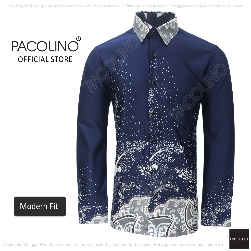 Pacolino Malaysia Men Batik Long Sleeve Modern Fit - Blue Colour 22622 ...