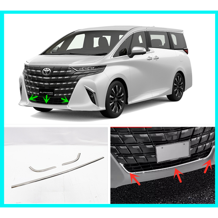 Toyota Alphard 2024 ABOVE front Bumper lower grille U-shaped Stainless ...
