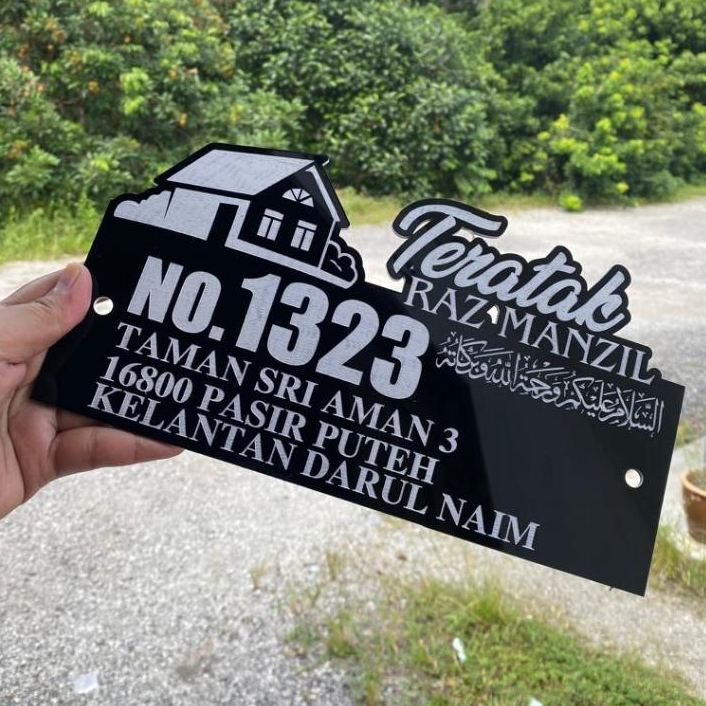 Signage Rumah Plate Alamat Rumah Modern House Number Plate RM40 ...