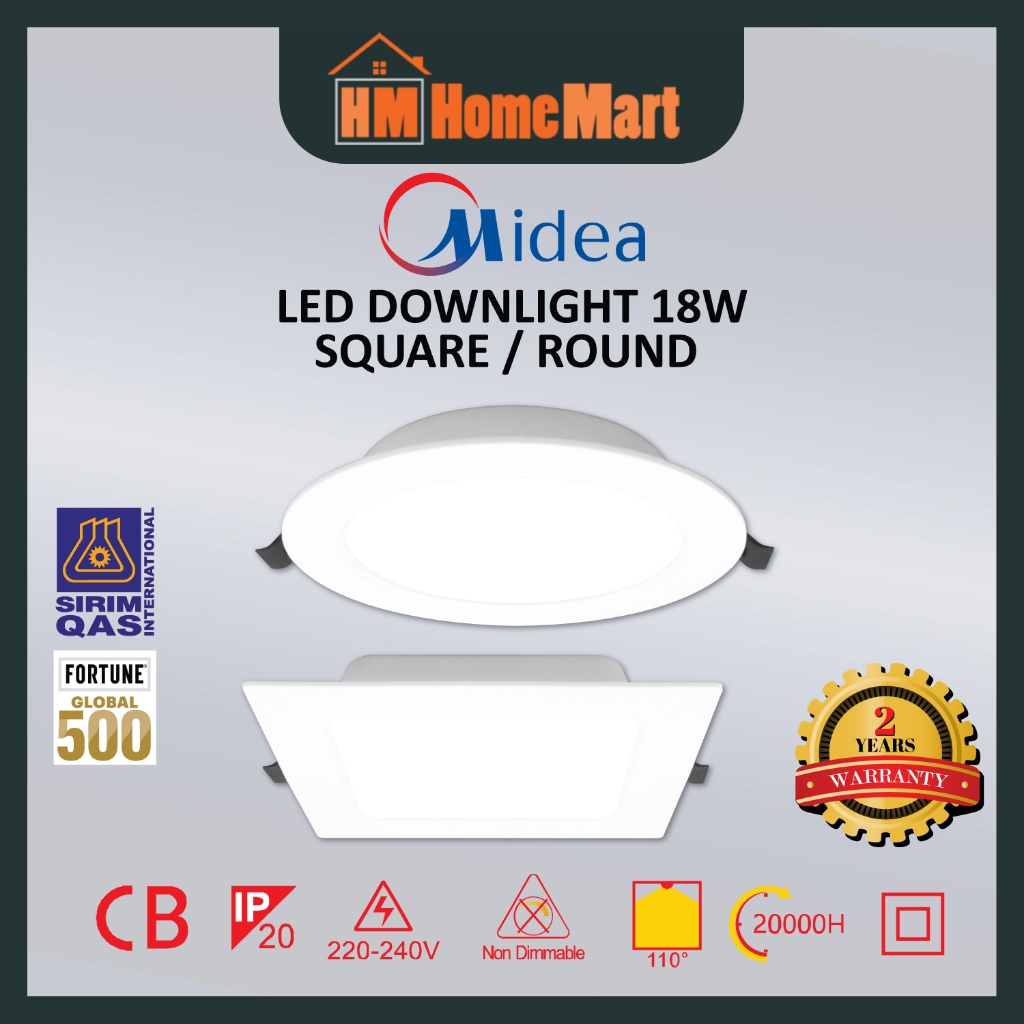 Midea LED Downlight 6'' 18W ( 2 Years Warranty ) | Shopee Malaysia