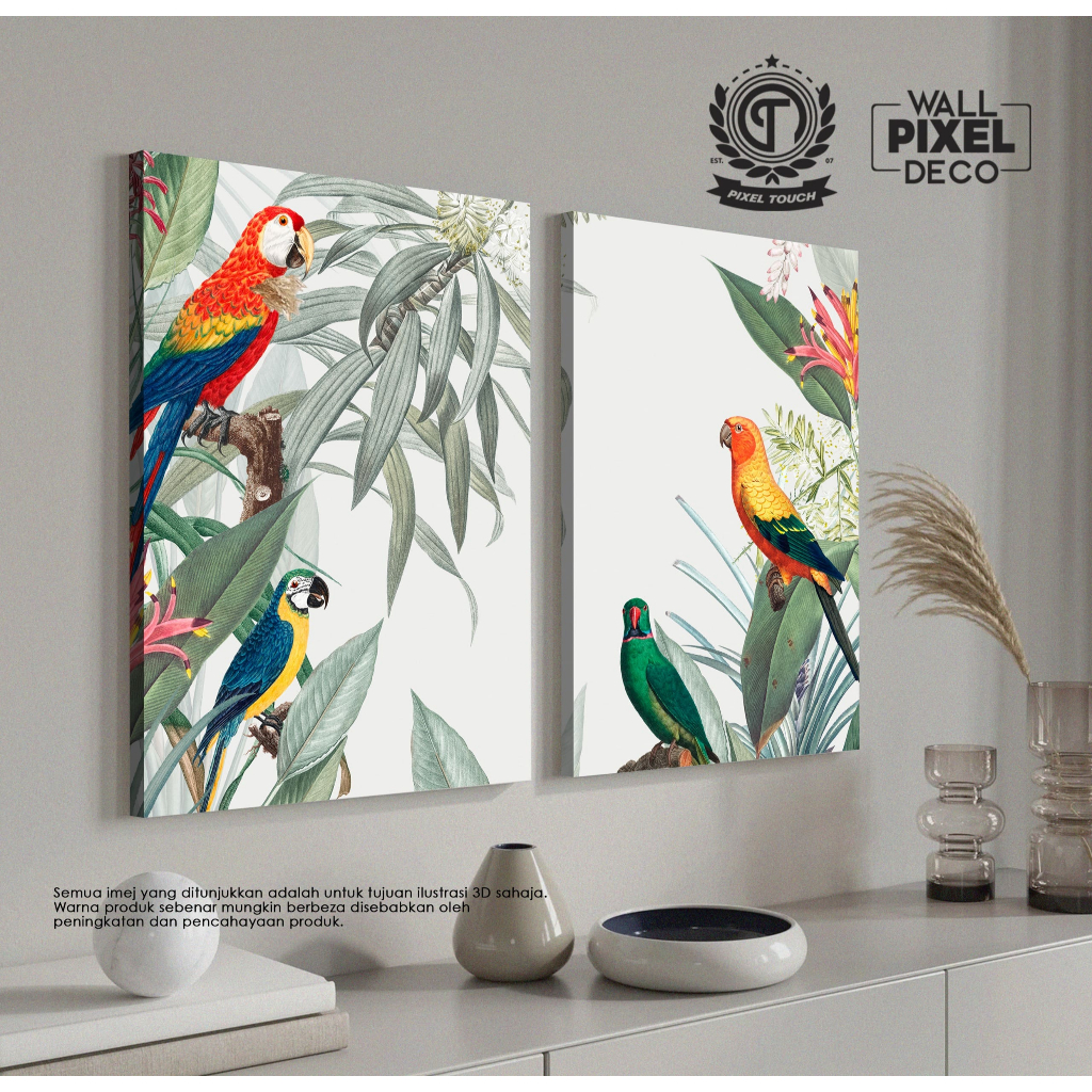 Frame Gambar Burung Wall Art Home Deco Seni Hiasan Dinding MInimalist ...
