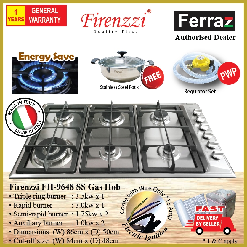 FIRENZZI FH-9648 SS Gas Stove / FIRENZZI FH-9500SS Gas Hob / FIRENZZI ...