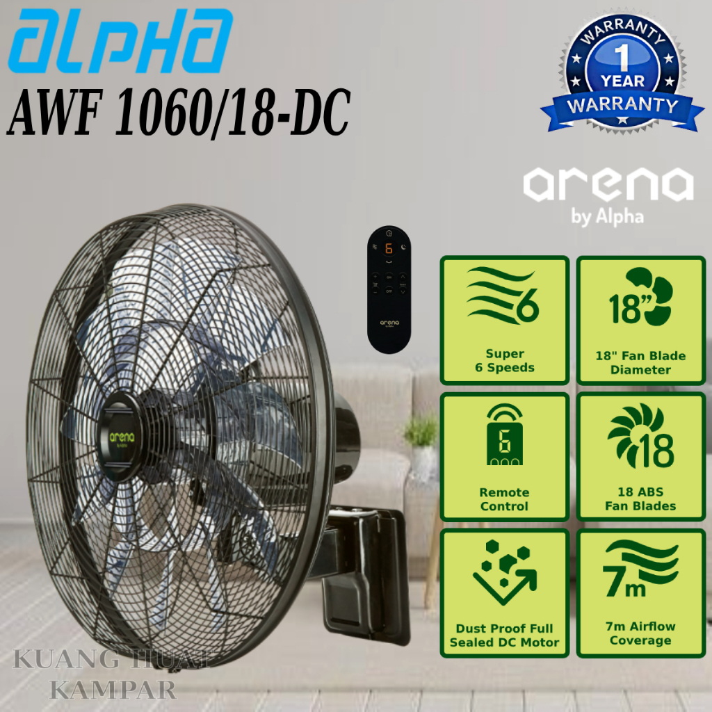 ALPHA 18" / 18 INCH ARENA DC MOTOR WALL FAN WITH 18 BLADES AWF 1060/18 ...