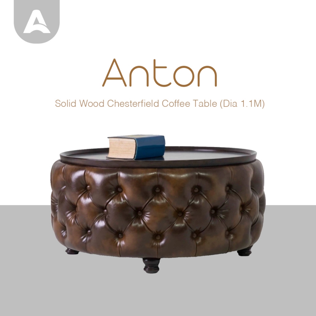 Arturo - Anton Solid Wood Chesterfield Coffee Table (Dia 1.1M) | Shopee Malaysia