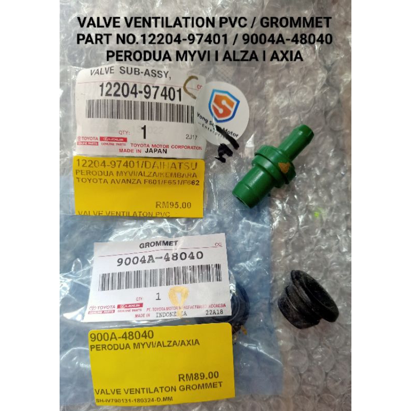 ORIGINAL DAIHATSU VALVE VENTILATION PVC & GROMMET 12204-97401 & 9004A ...