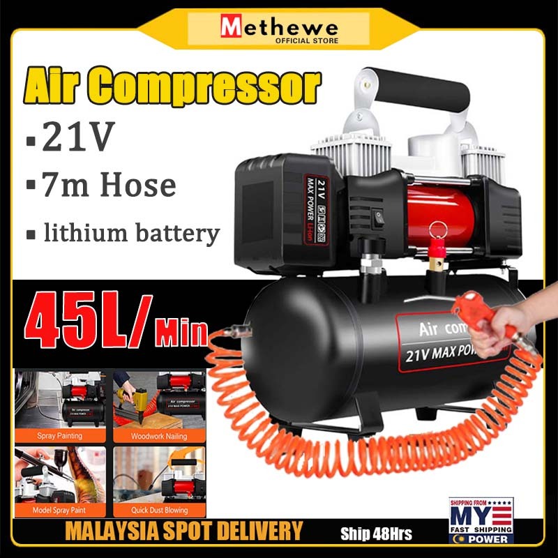 METHEWE 3L Lithium Air Compressor Portable Oil-free Silent Air Pump for ...