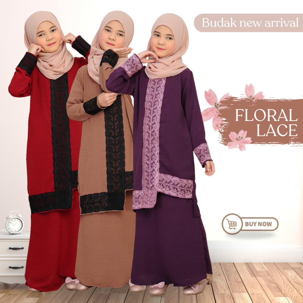 FLORAL LACE BAJU KURUNG BUDAK, smooth comfort and features ironless ...